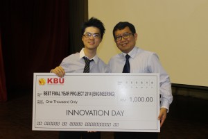 The best project winner for the engineering category Lau Kah Kin with KBU International College ...