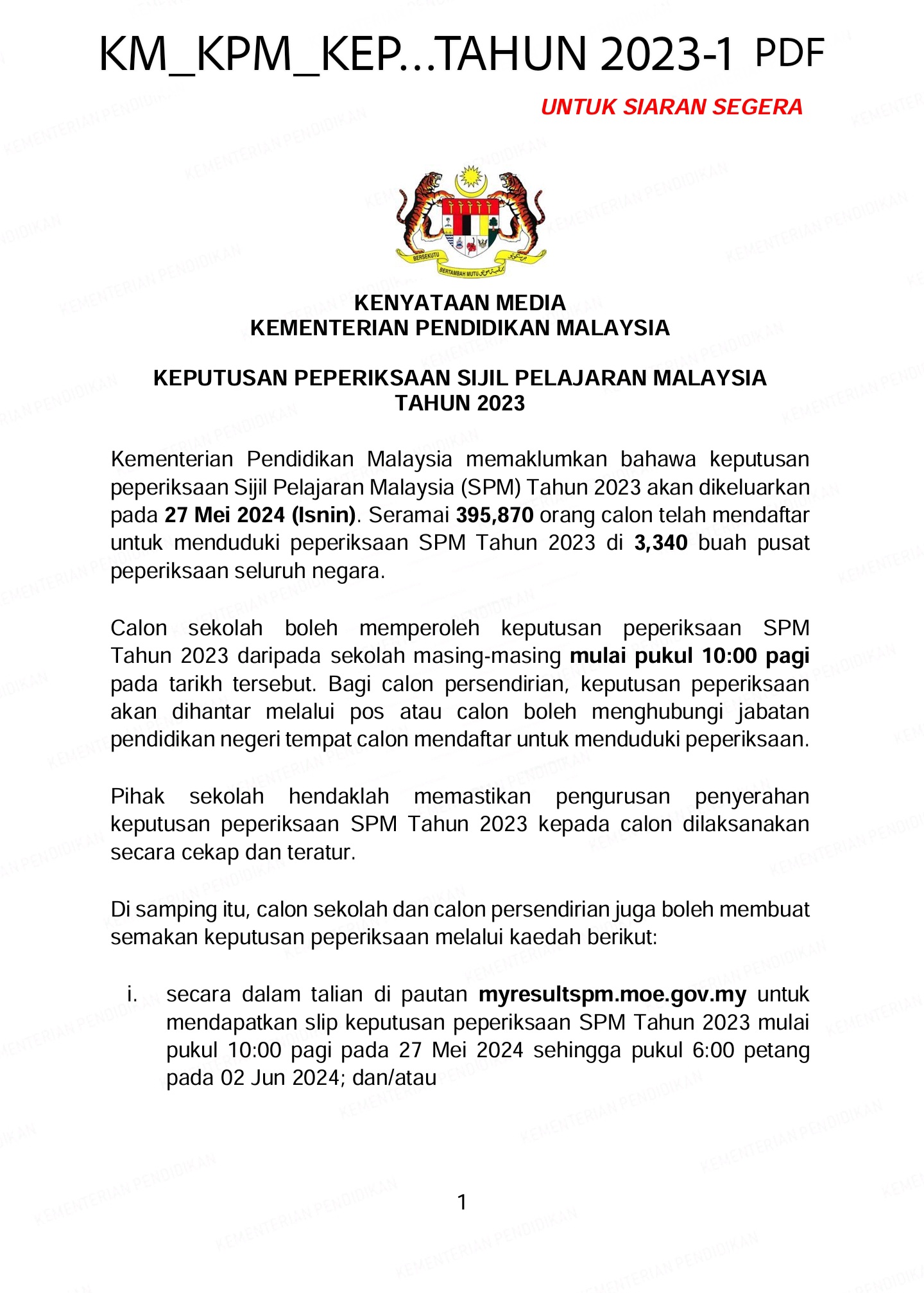 How to Check Online or Via SMS for Sijil Pelajaran Malaysia (SPM) 2023 ...