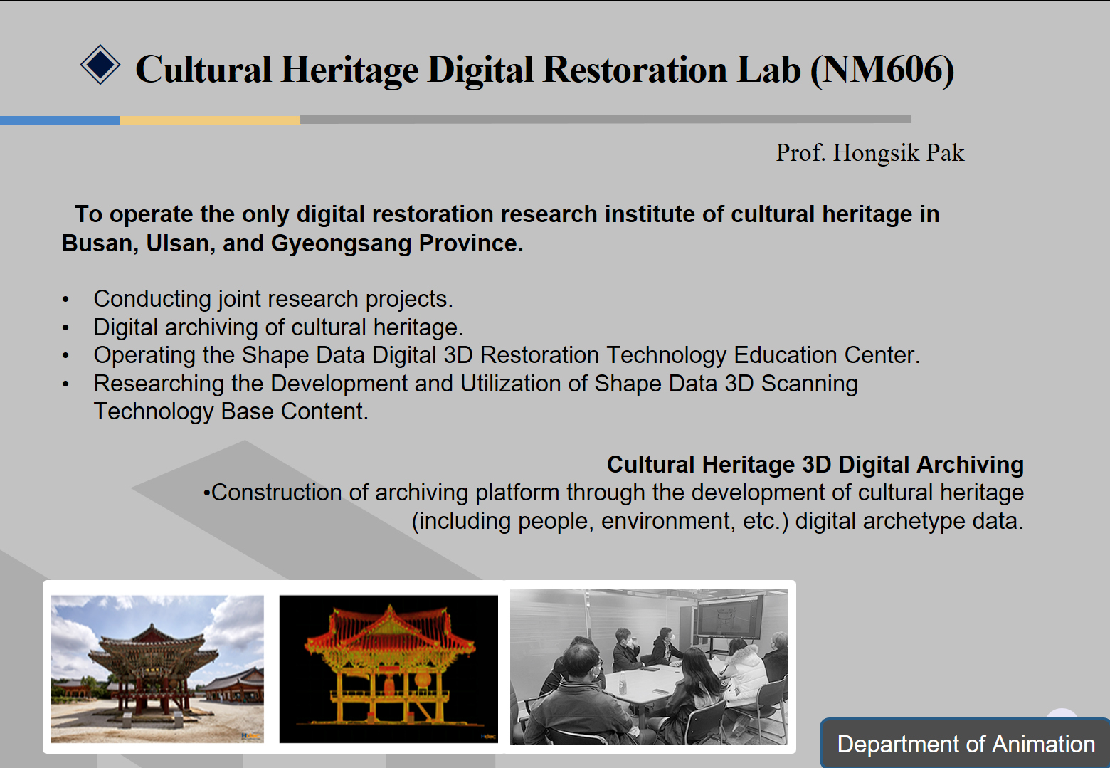 Dongseo University (DSU) Department of Animation Cultural Heritage ...